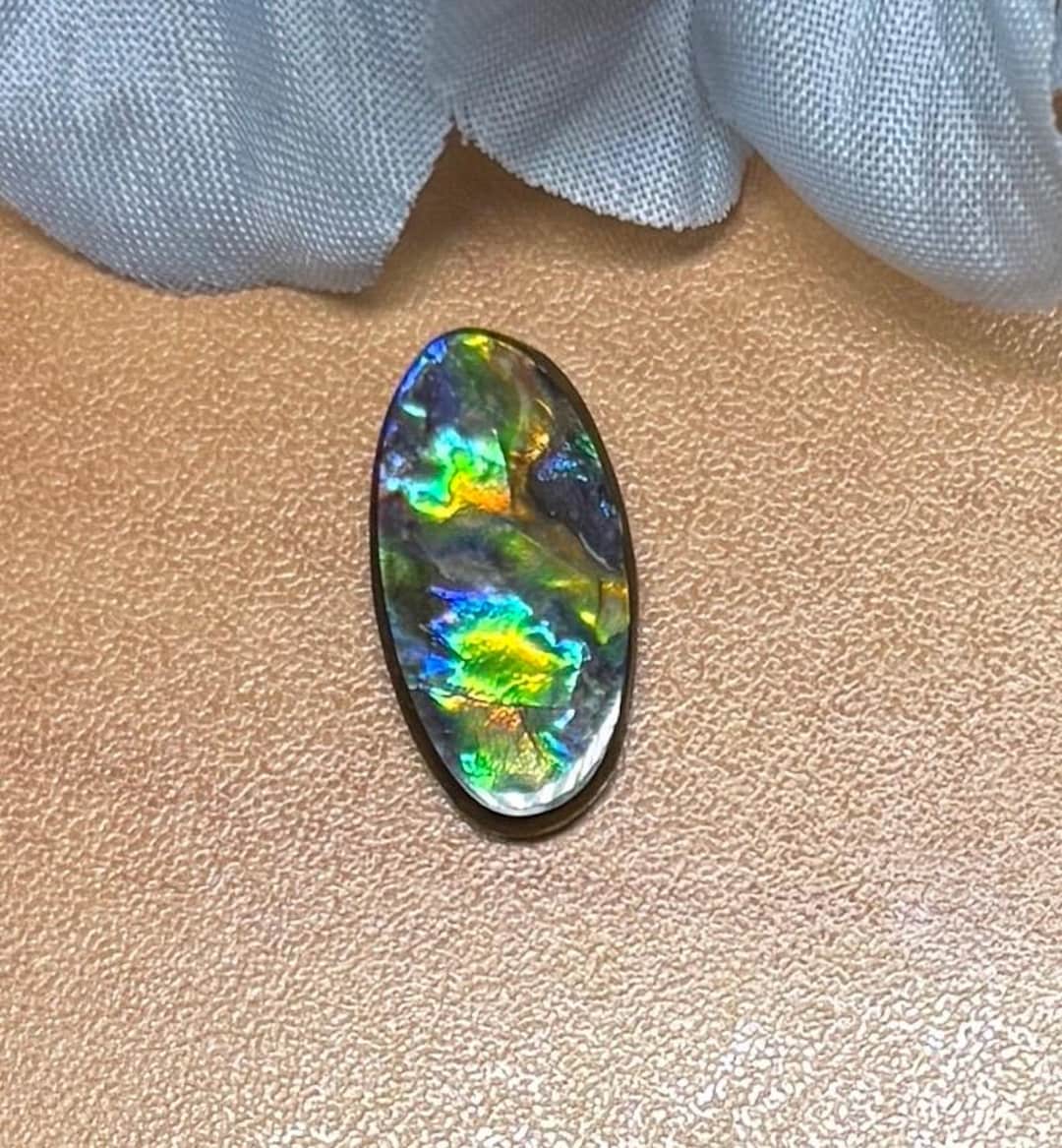 Iridescent Ammolite Gemstone for Pendant: Green, Orange, Yellow, Blue ...