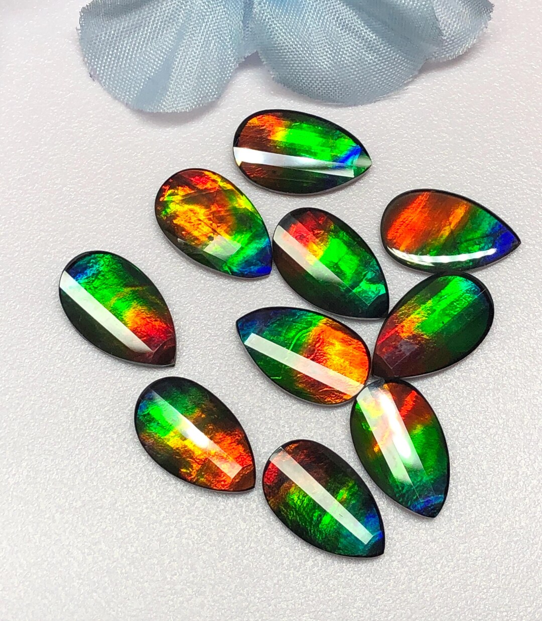 AAA Ammolite Gemstone Triplet: 18x11 Mm Pear Shape, Canadian Gem - Etsy