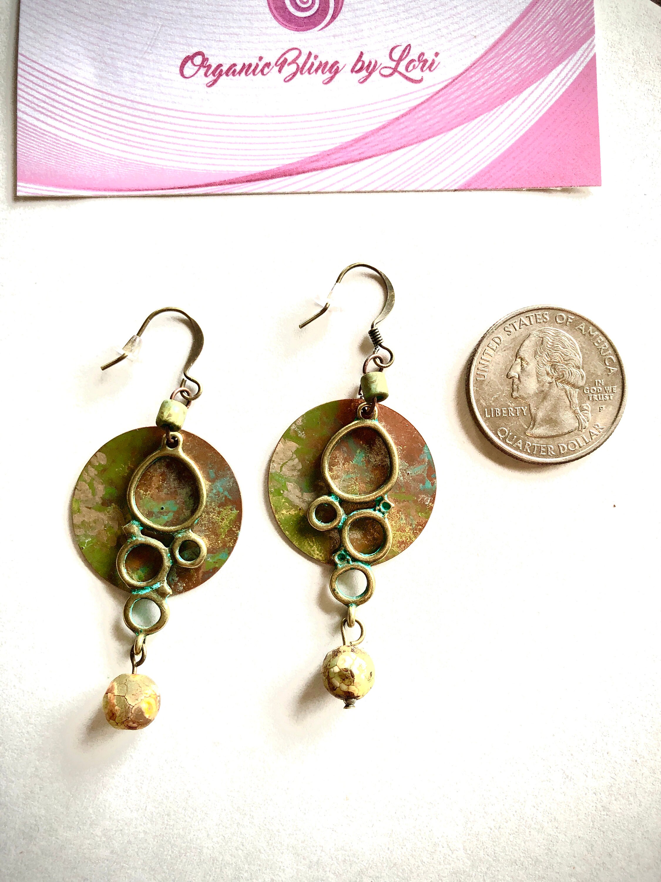 Pierced Brass-toned Patina Overlay Earrings - Etsy