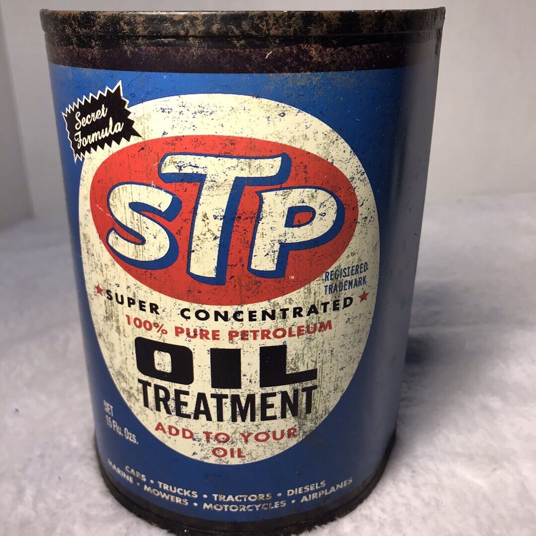 Vtg Style STP Oil Treatment Oil Can Metal Wall Decor, Man Cave or Shop ...