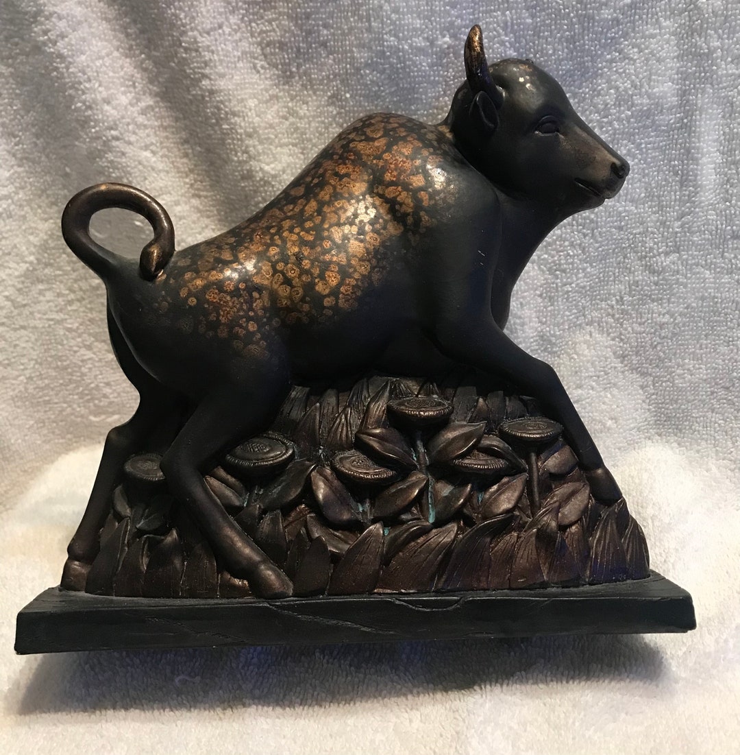 Resin Bull Desk Statue Western Decor - Etsy