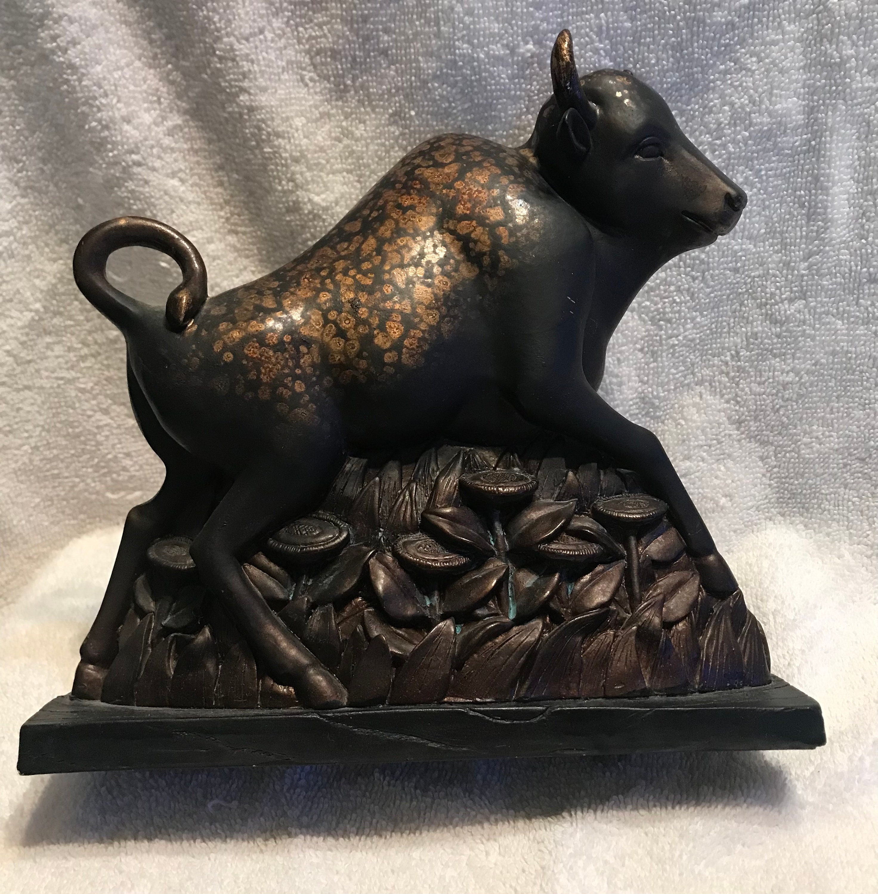 Resin Bull Desk Statue Western Decor - Etsy