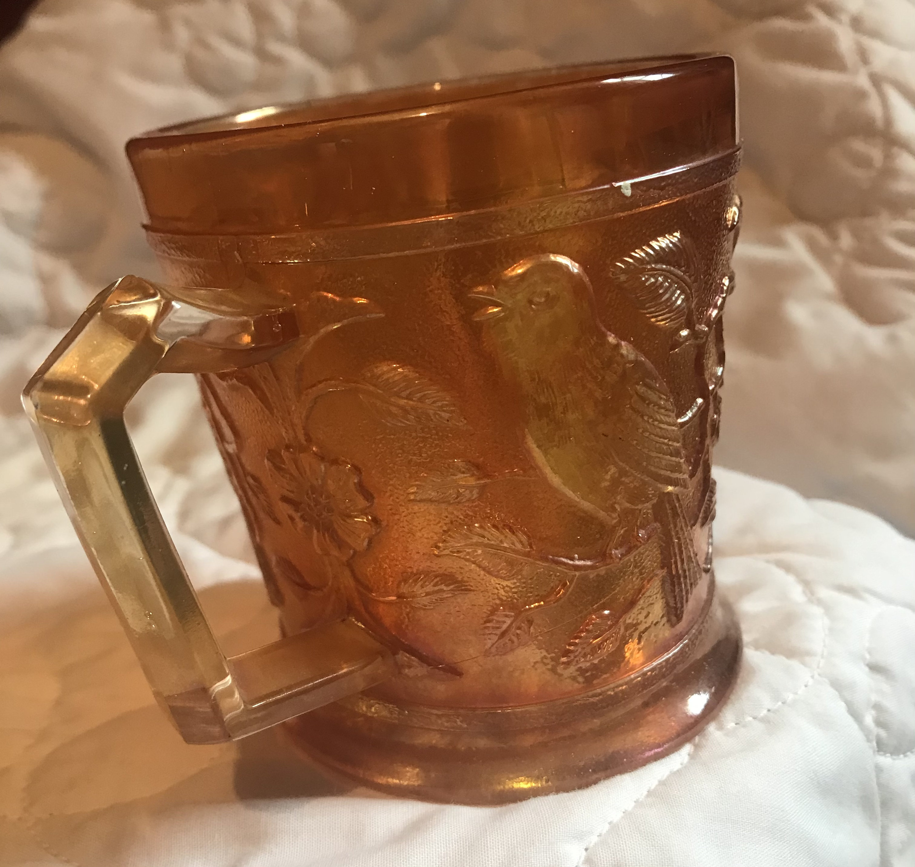 Vintage Carnival Glass Marigold Bird Cup - Etsy