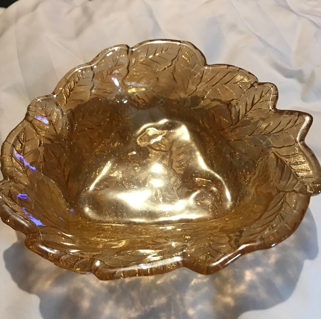 Vintage Carnival Glass Dish - Etsy