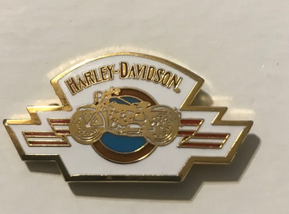 Harley Davidson Pin Whit and Gold - Gem
