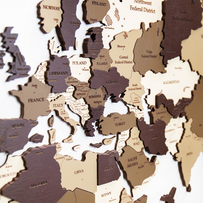 3D Wooden World Map, Housewarming Gift, Wall Art Travel Map, Home Wall ...