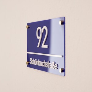 Modern House Number Sign: Glossy Blue Acrylic, White 3D Letters - Etsy