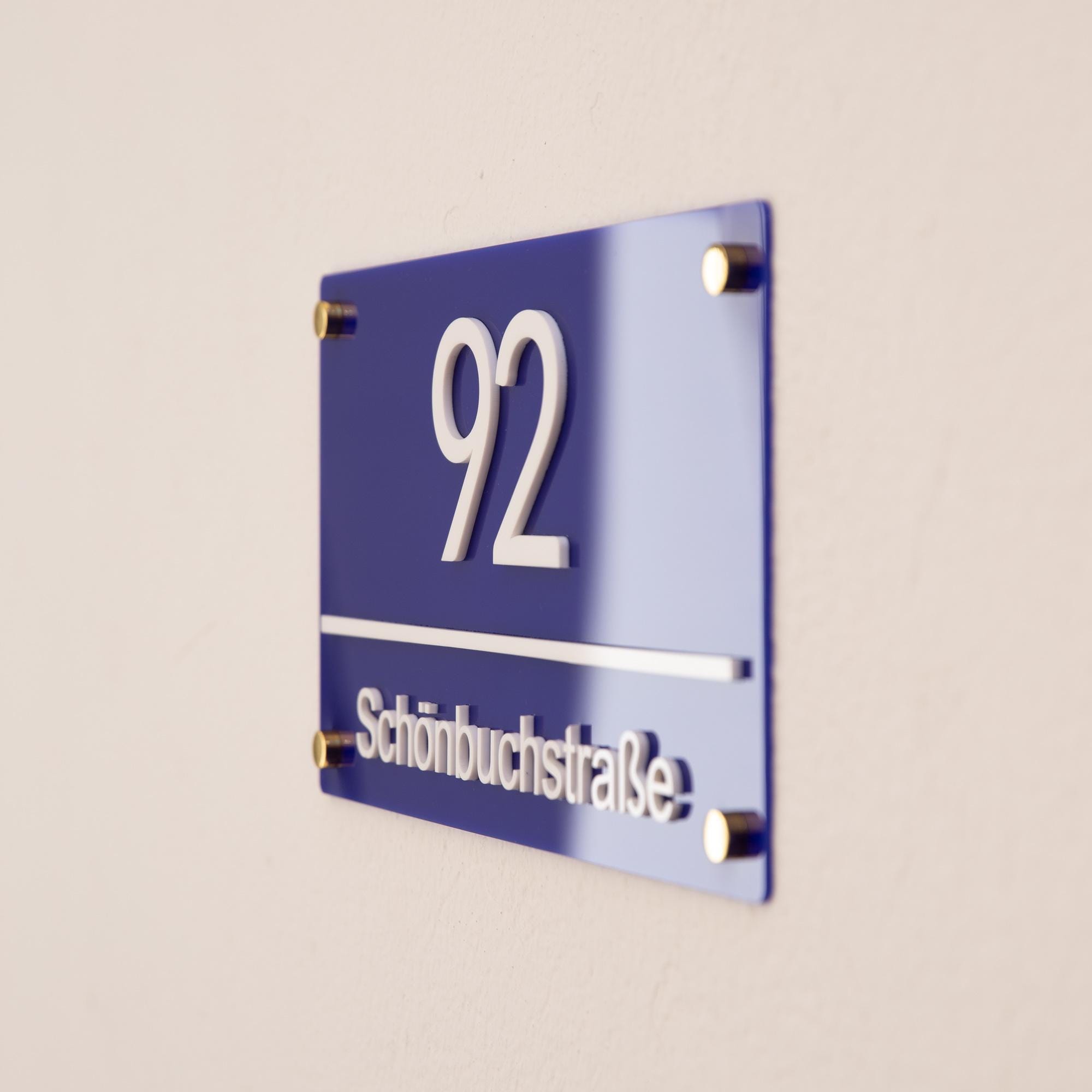 Modern House Number Sign: Glossy Blue Acrylic, White 3D Letters - Etsy
