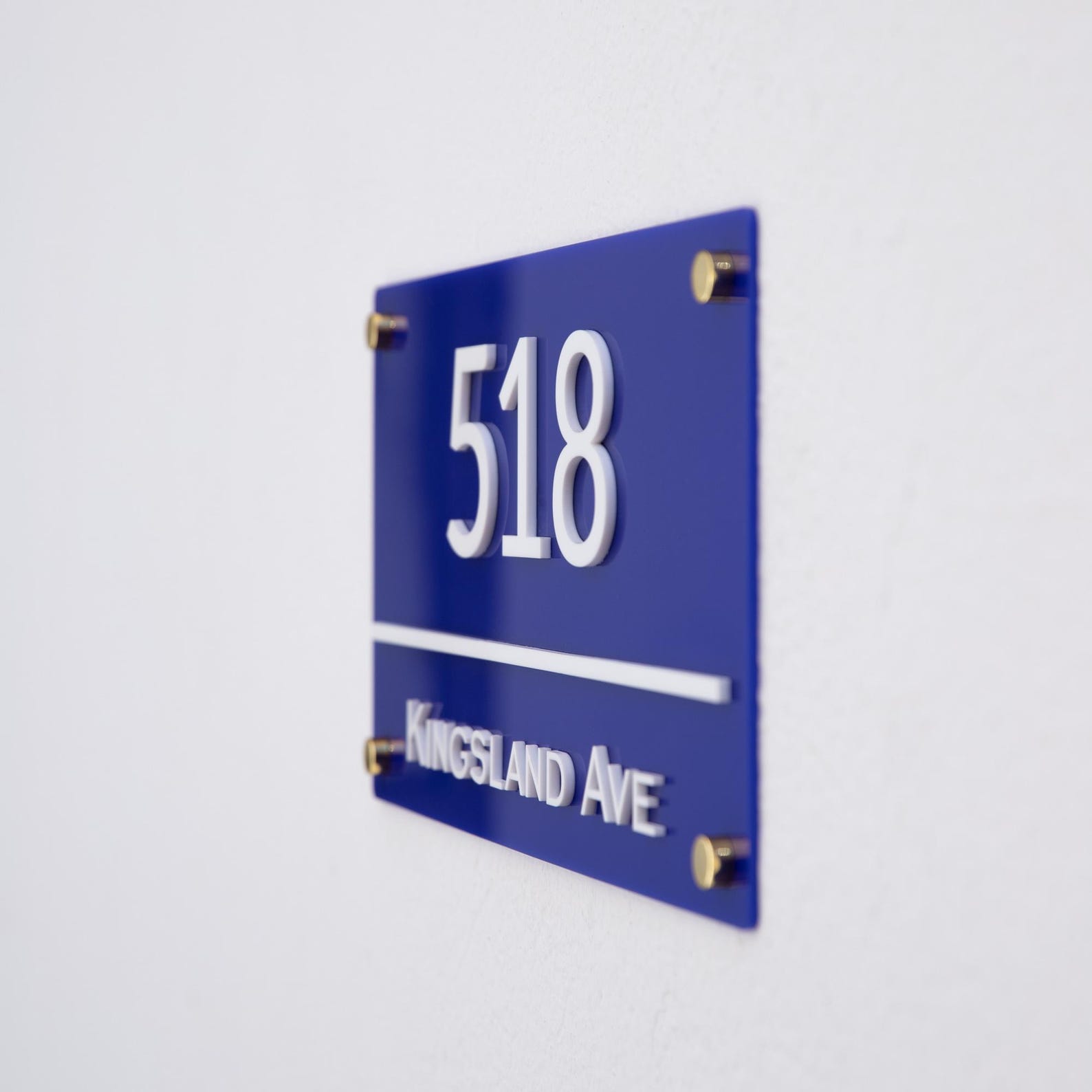 Modern House Number Sign: Glossy Blue Acrylic, White 3D Letters - Etsy