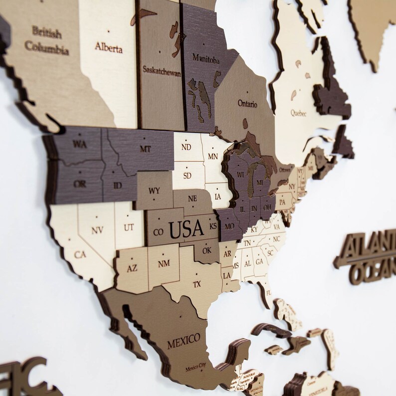 3D Wooden World Map, Housewarming Gift, Wall Art Travel Map, Home Wall ...