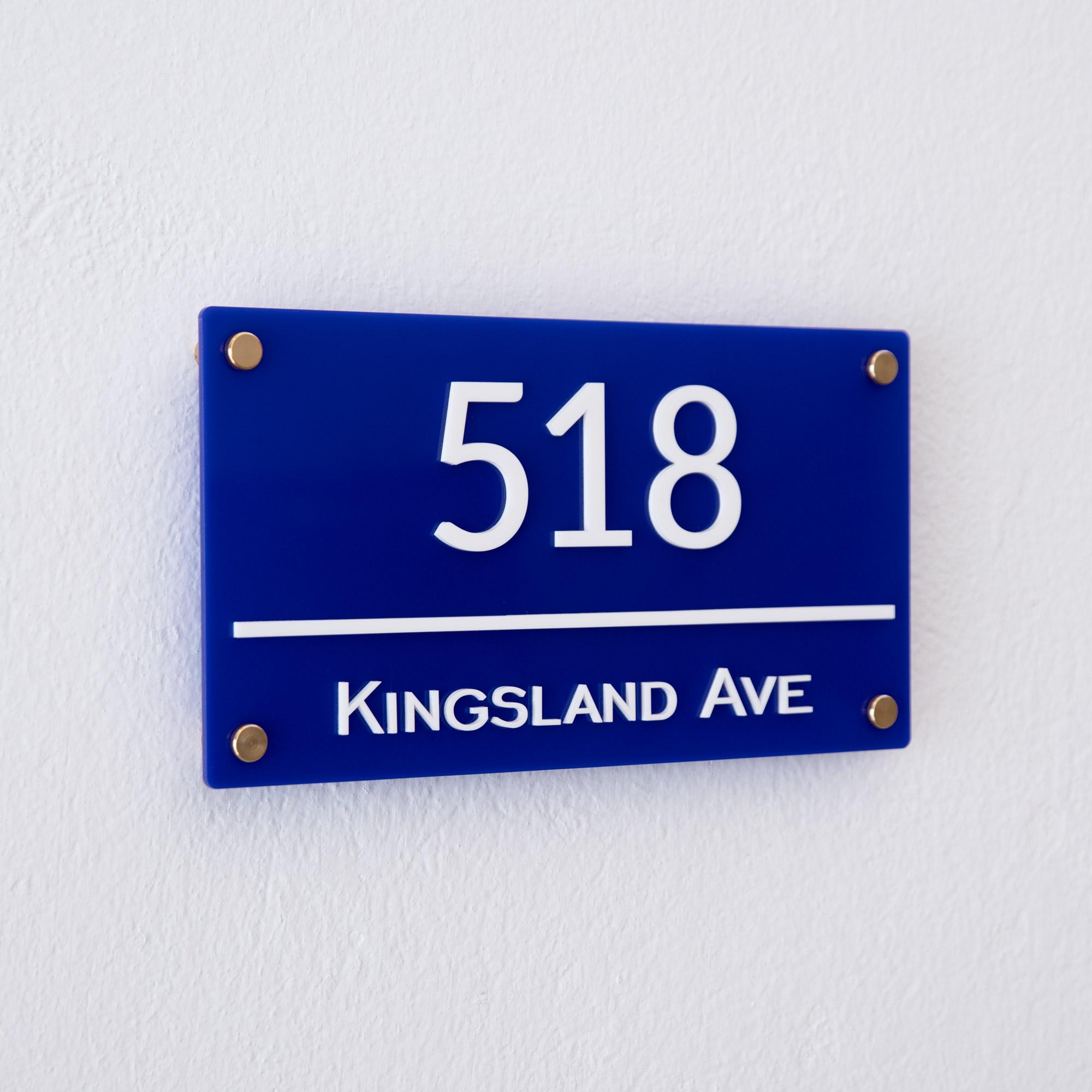 Modern House Number Sign: Glossy Blue Acrylic, White 3D Letters - Etsy