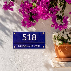 Modern House Number Sign: Glossy Blue Acrylic, White 3D Letters - Etsy