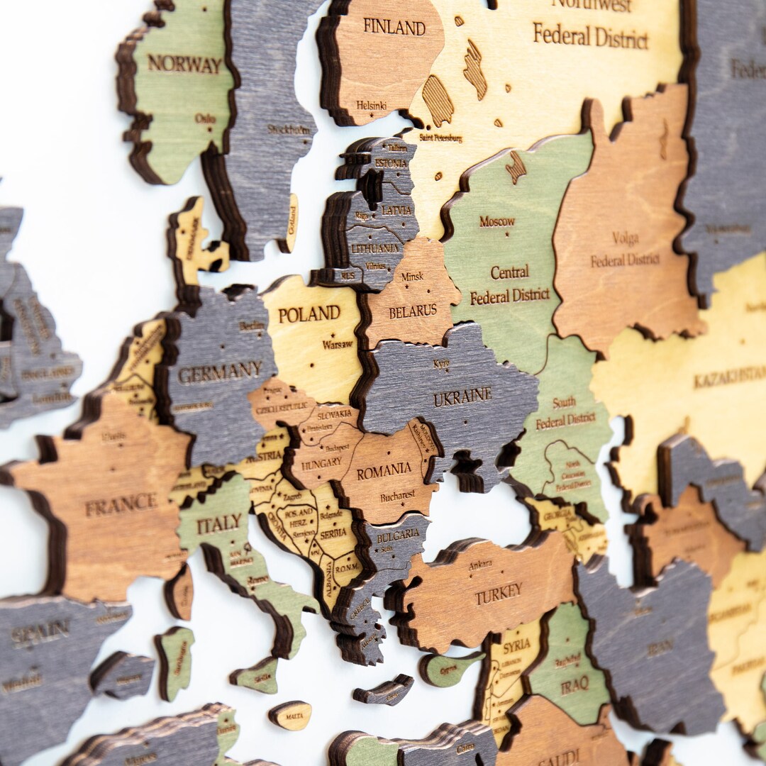 3D Wooden World Map, Home Decor, Gift for Husband, Travel Map, Gift for ...