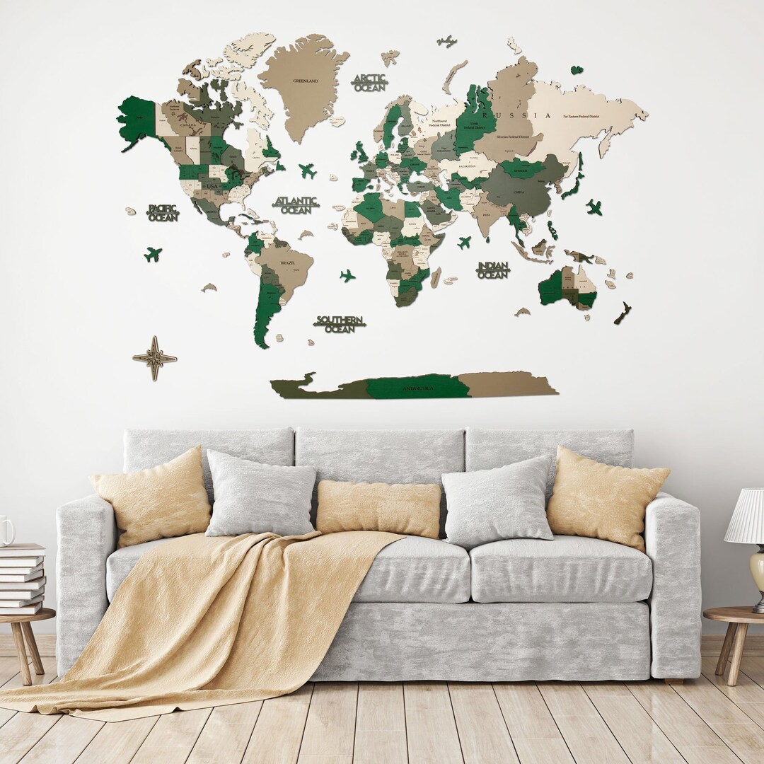 3D Wooden World Map, Home Decor, Present Gift for Boy, Wall Decor ...