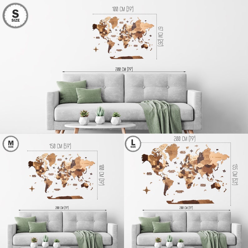 3D Wooden World Map – Four Shades Edition | Handcrafted Wall Art in ...