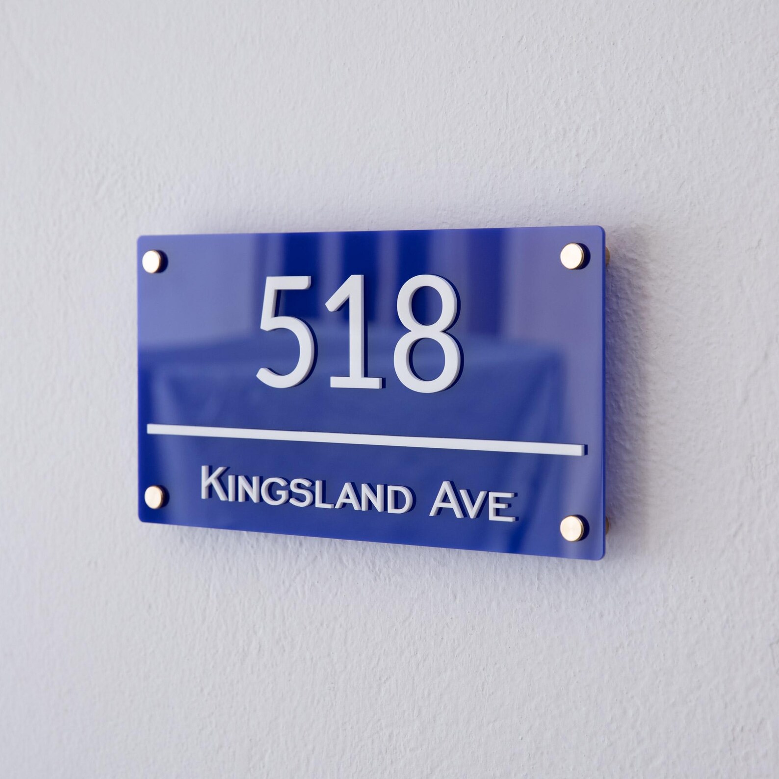 Modern House Number Sign: Glossy Blue Acrylic, White 3D Letters - Etsy