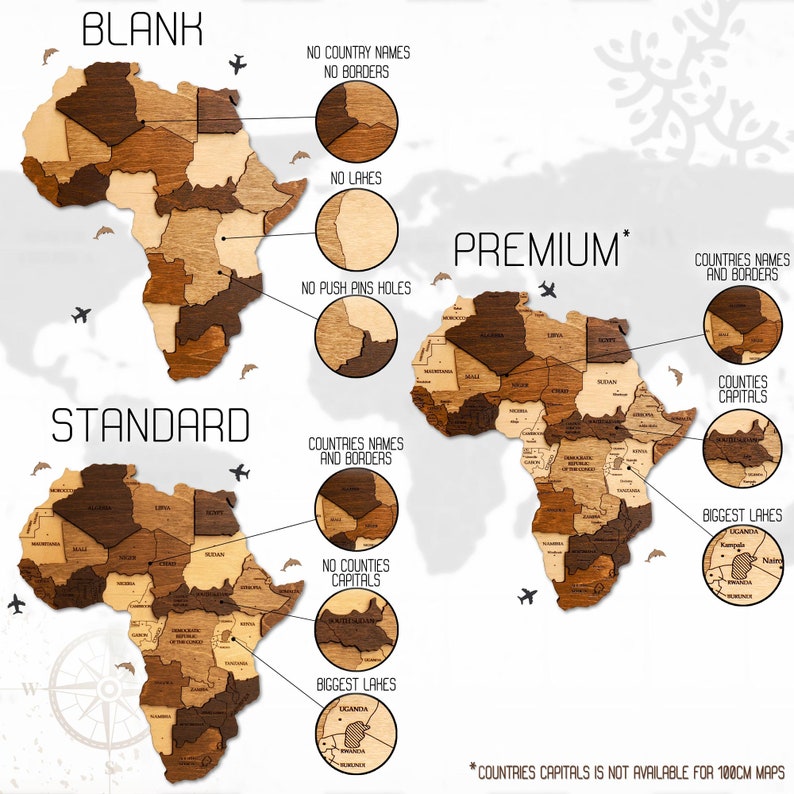 3D Wooden World Map – Four Shades Edition | Handcrafted Wall Art in ...