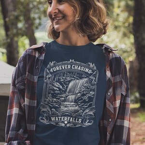 Chasing Waterfalls Tee, Whiskey Label Design With Cascades. Great Gift ...