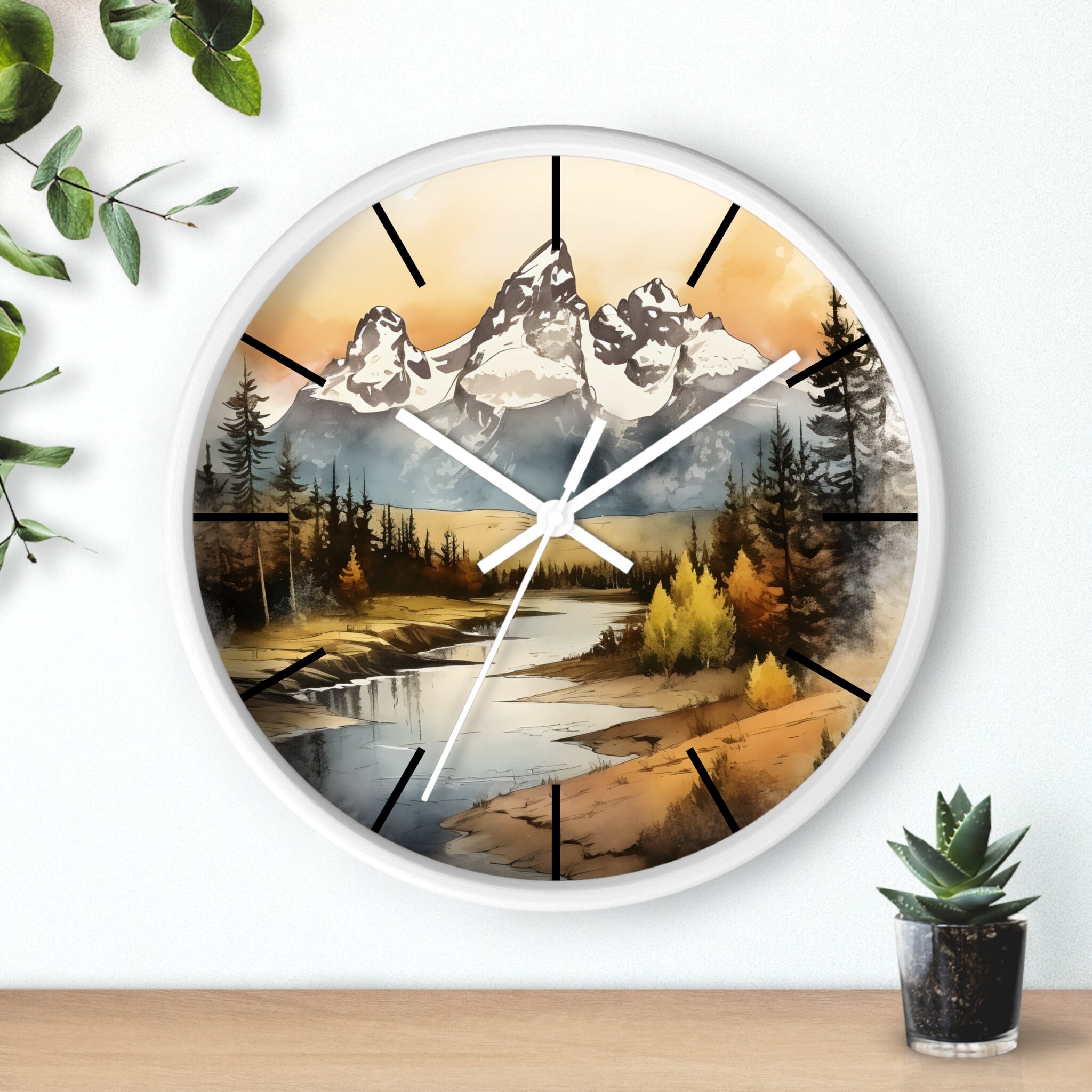 Grand Teton National Park Clock. Wooden Wall Clock, Silent Wall Clock ...