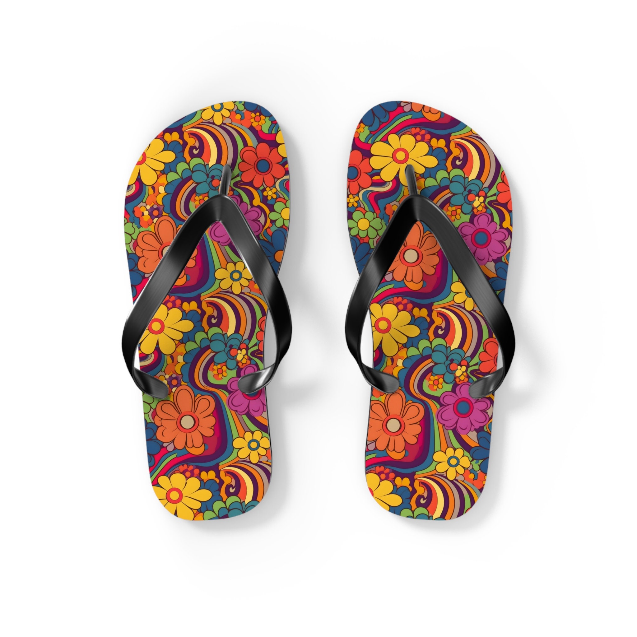 70s Retro Flip Flops Groovy Summer Sandals for the Beach - Etsy