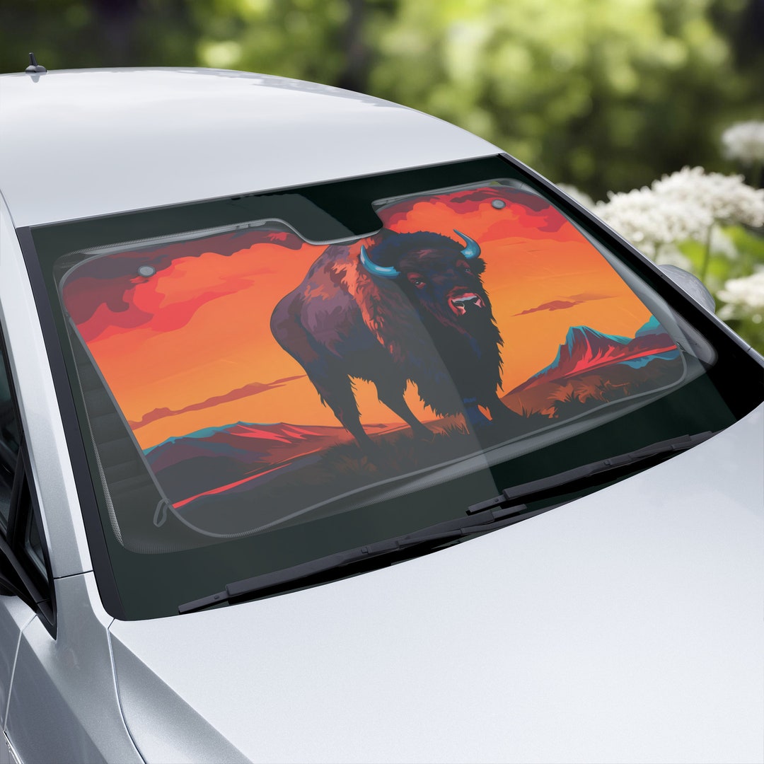 Bright Bison Sunset Car Sun Shades, Stay Cool, Protect Interior ...