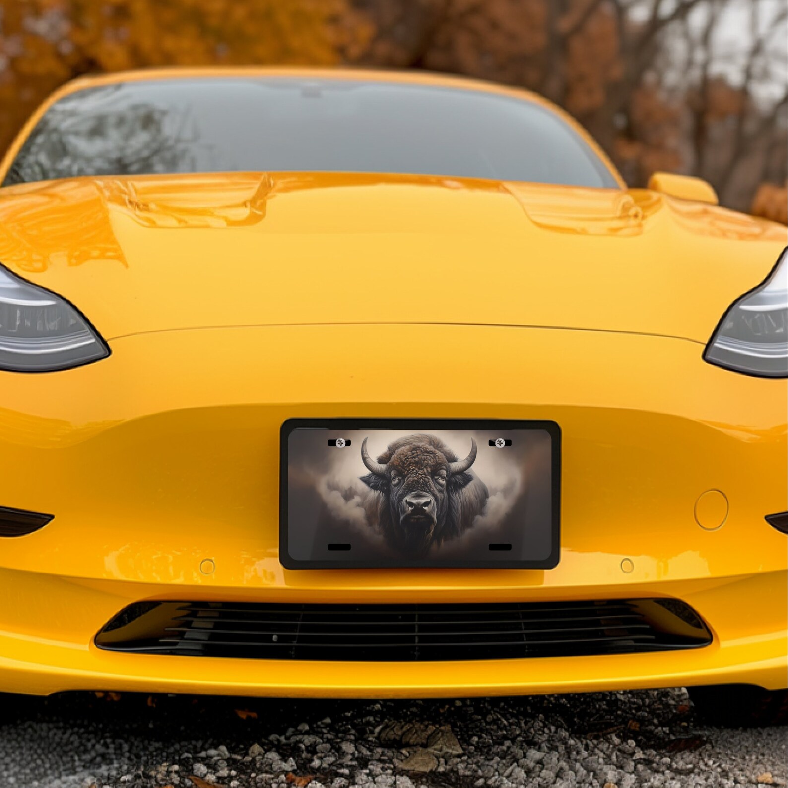 Smoky Bison Portrait Vanity Plate, American Buffalo Car Accessory ...