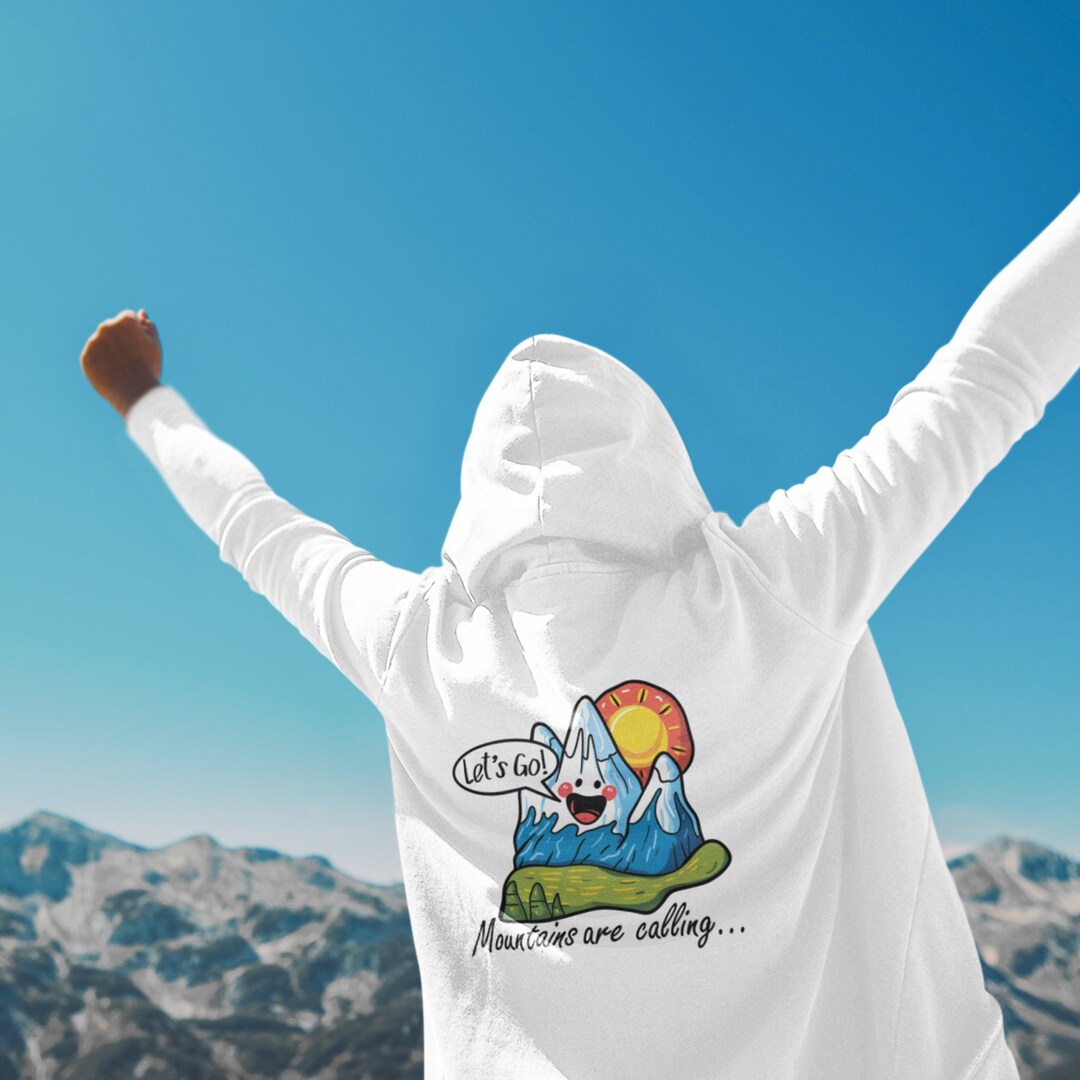 Cartoon Mountains Are Calling Funny Hooded Sweatshirt, Cozy Hoodie ...