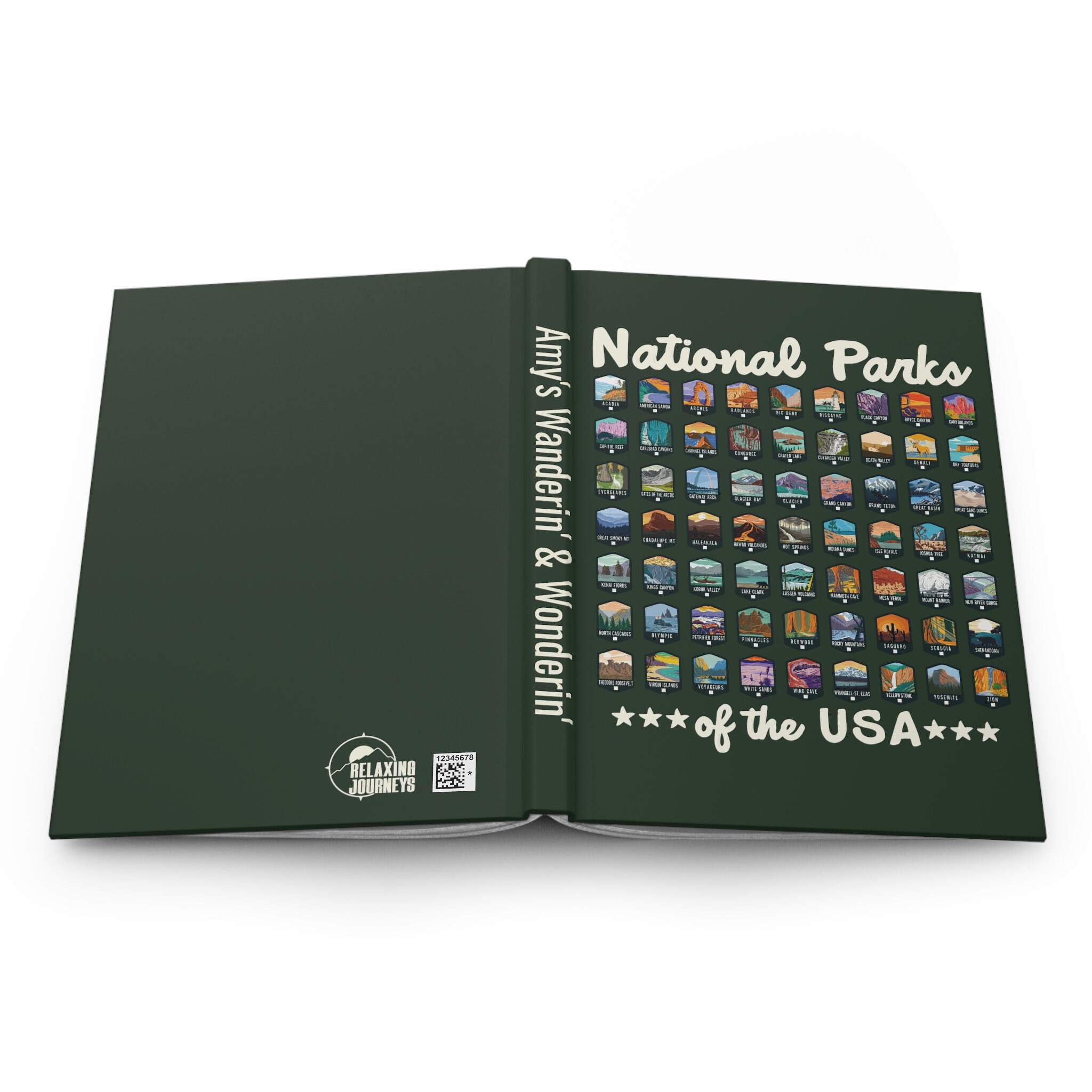 Personalized National Parks of the USA Checklist Hardcover Journal ...