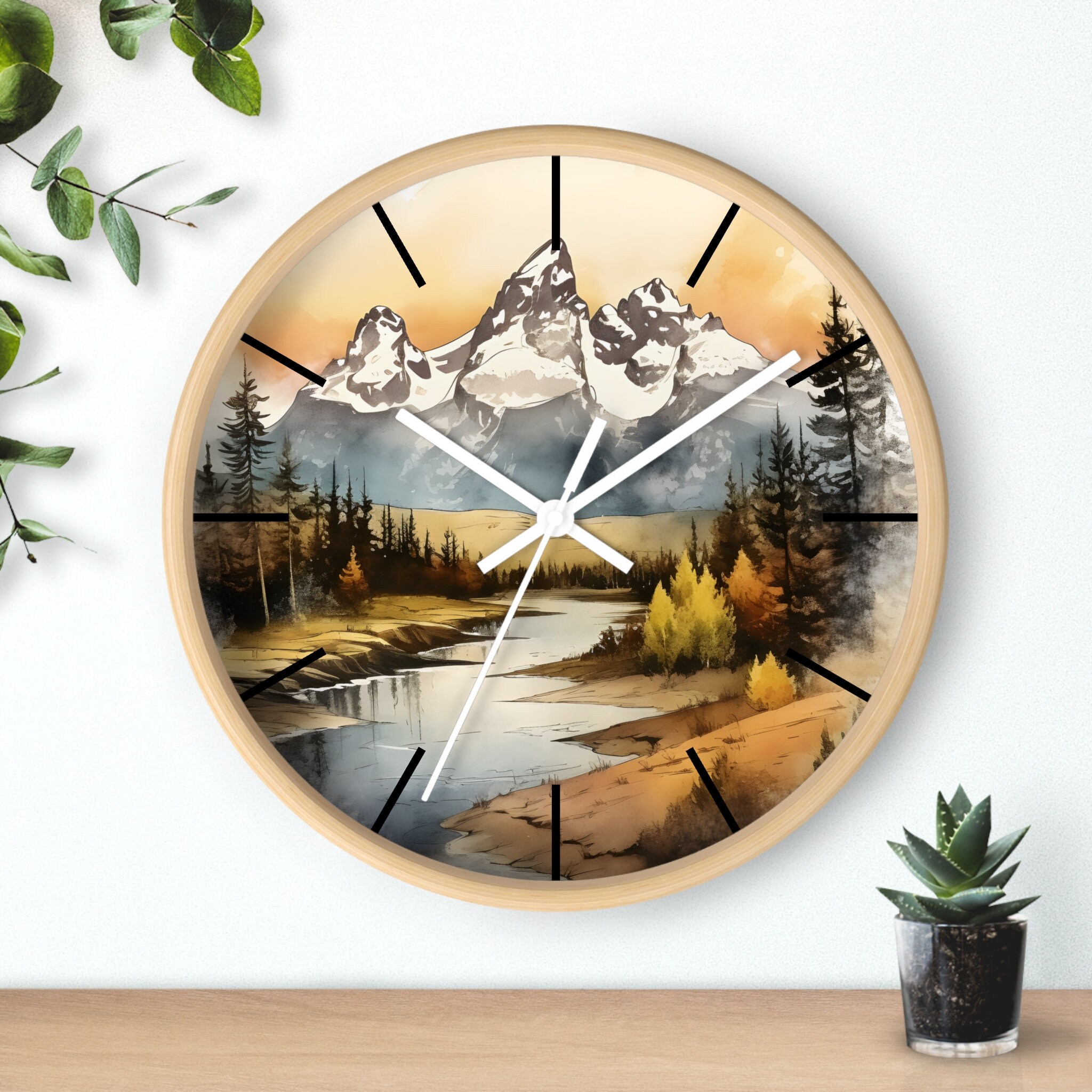 Grand Teton National Park Clock. Wooden Wall Clock, Silent Wall Clock ...