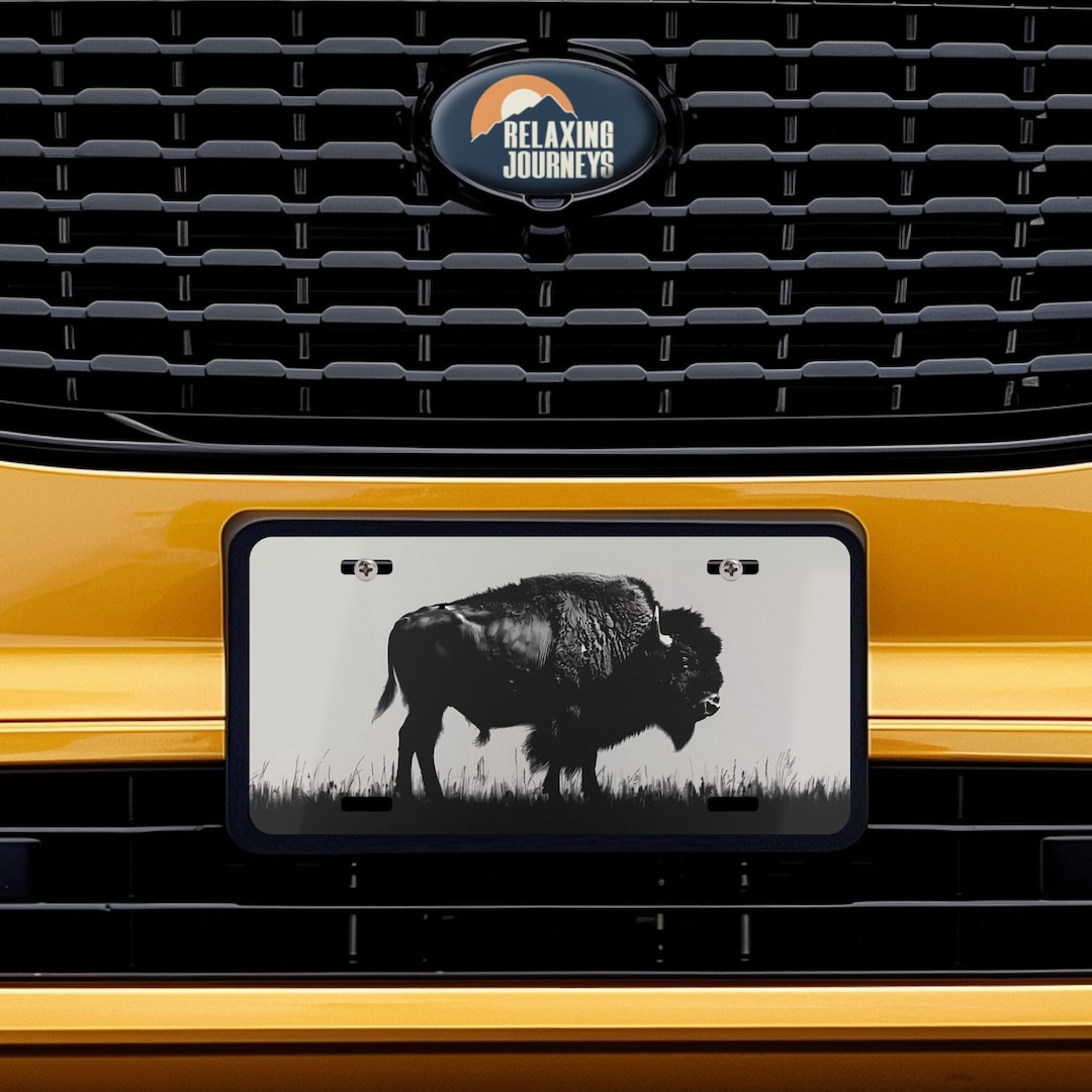 Bison Silhouette Vanity Plate, American Buffalo Car Accessory, Front ...