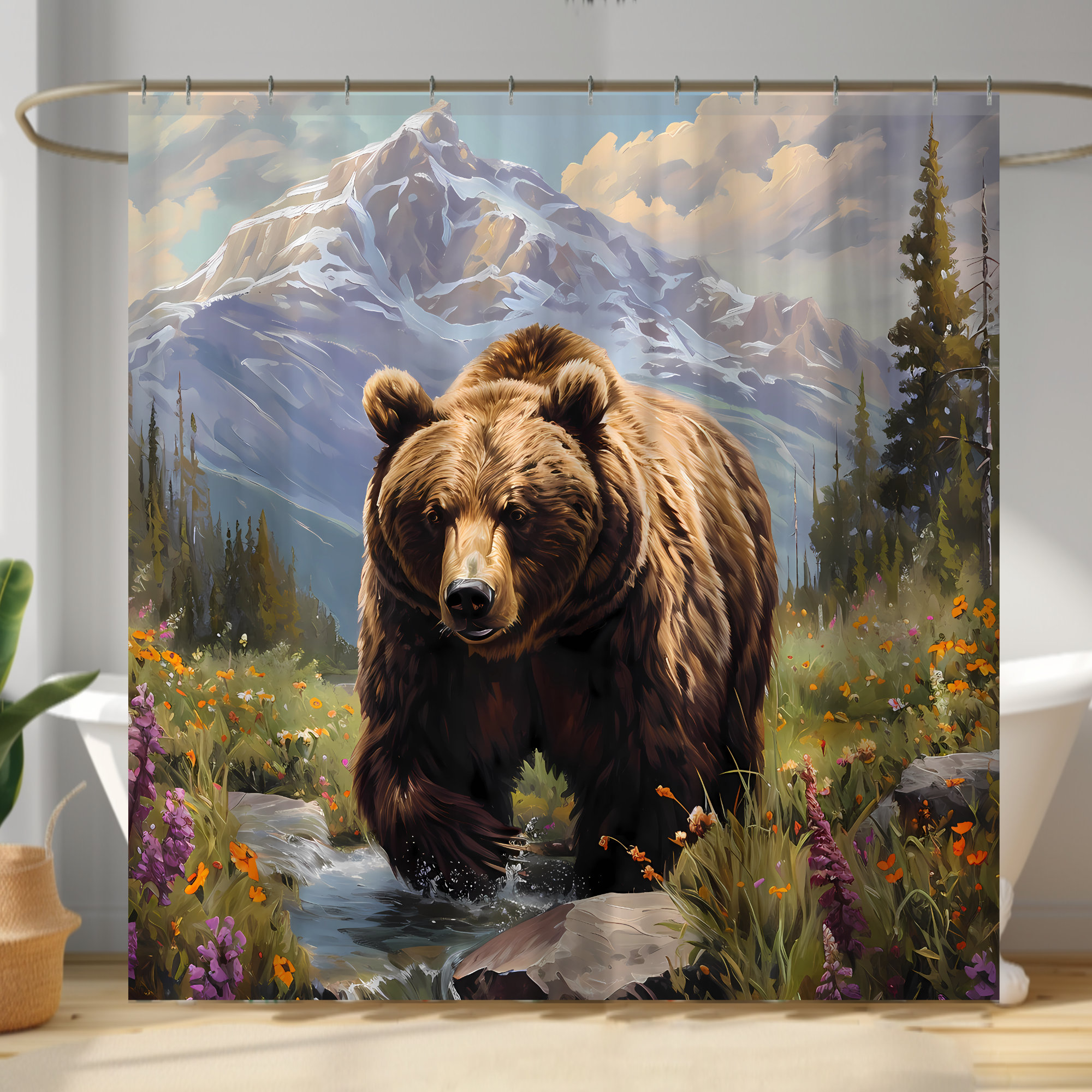Bear shower curtain store