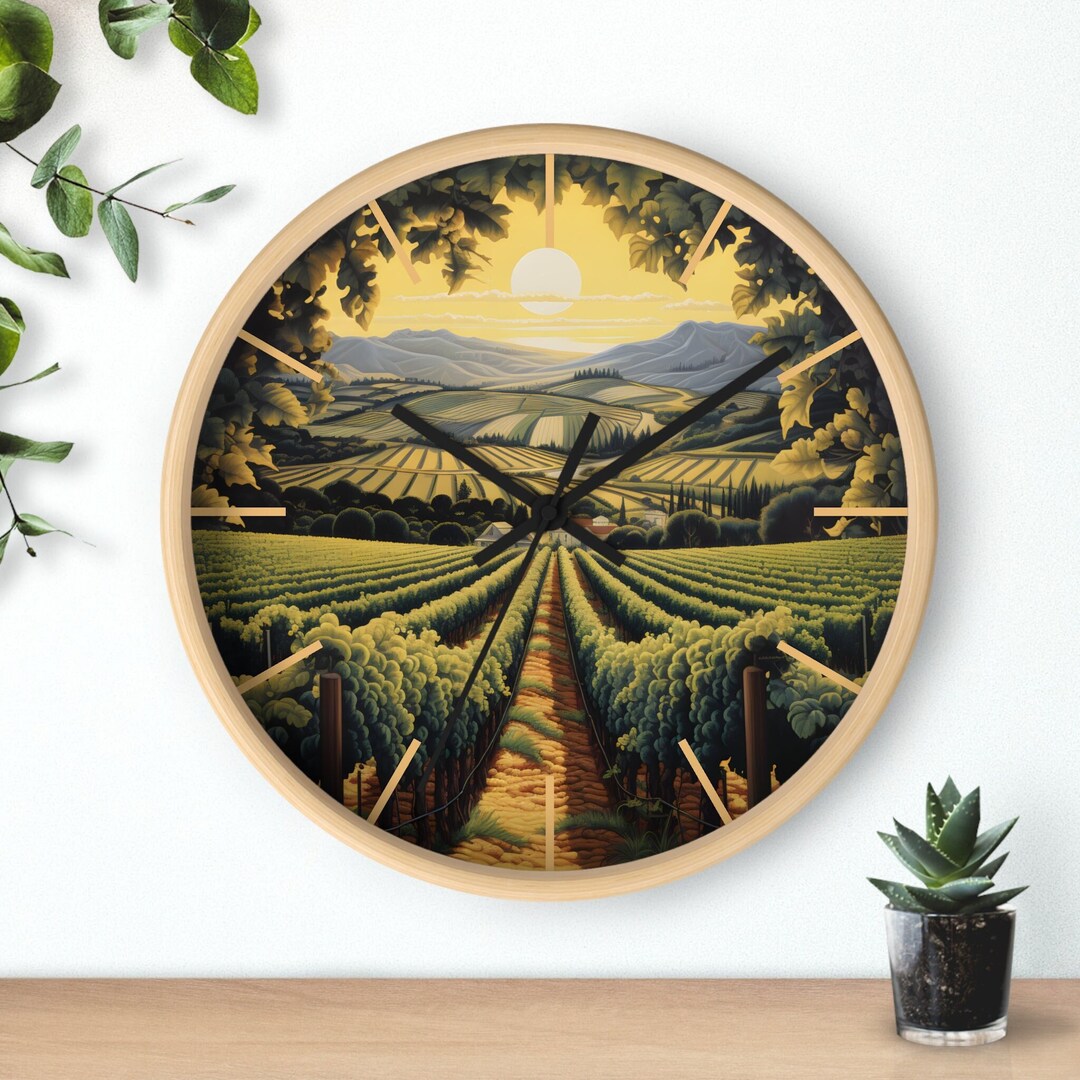 Vineyard Clock | Wooden Wall Clock | Silent Wall Clock | Clock for ...
