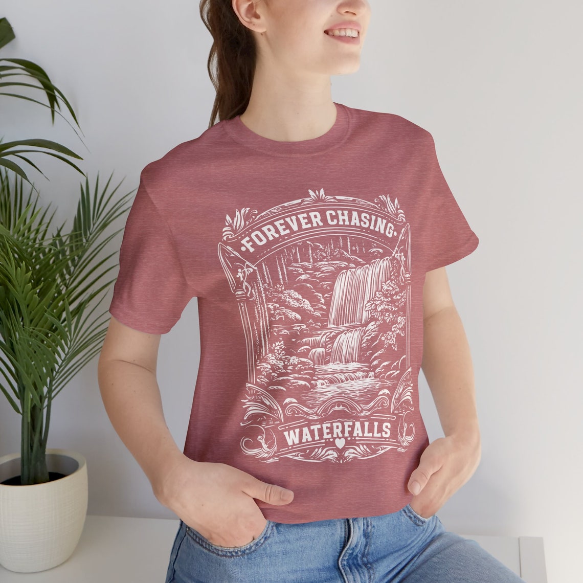 Chasing Waterfalls Tee, Whiskey Label Design With Cascades. Great Gift ...