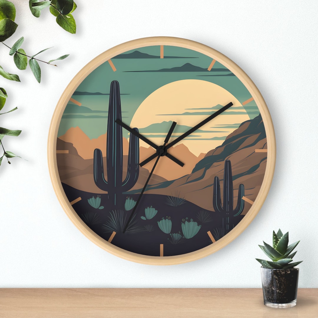 Desert Sunset Clock | Wooden Wall Clock | Silent Wall Clock | Clock for ...