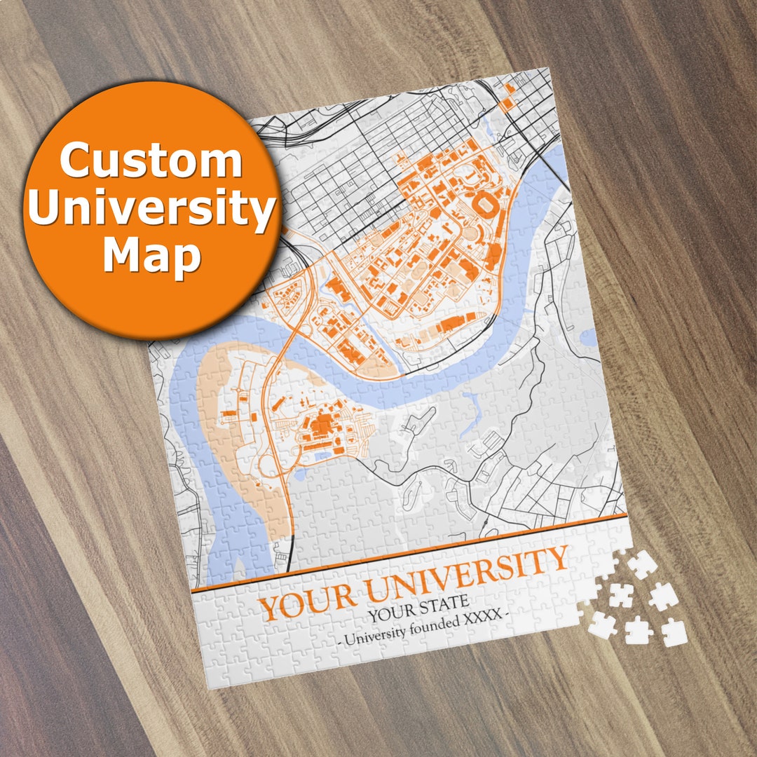CUSTOM College Map Puzzle in Your School Colors Motivational Graduation ...