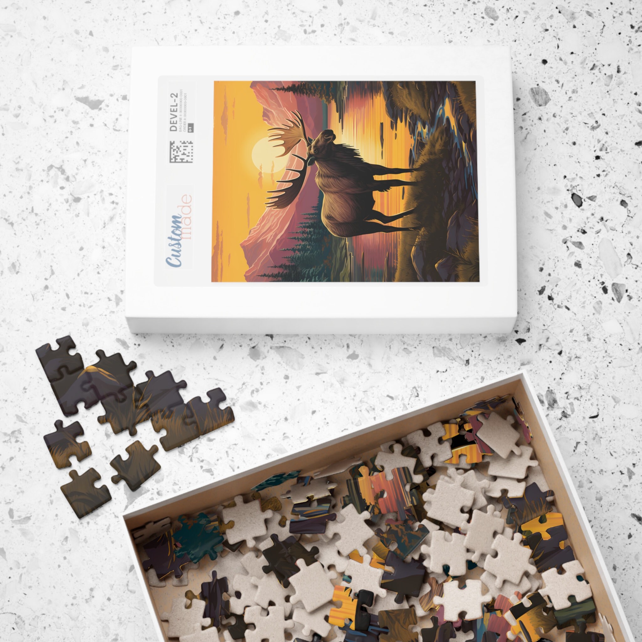 Mountain Moose Puzzle, Posed in Front of a Sunset Mountain Scene. Great ...