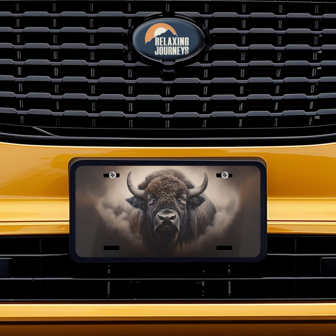 Smoky Bison Portrait Vanity Plate, American Buffalo Car Accessory ...
