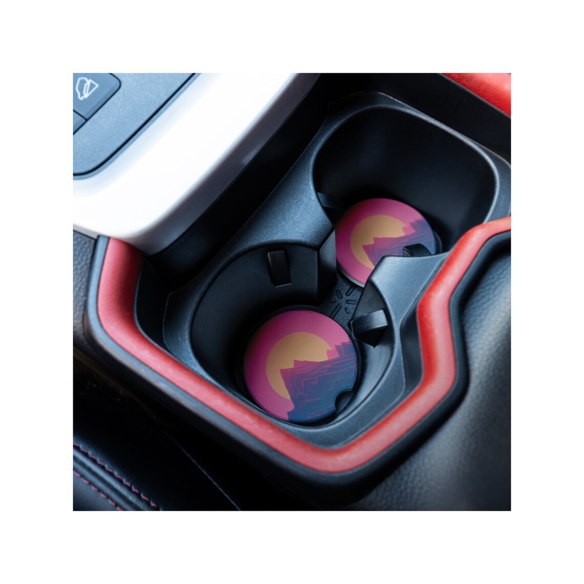 Synthwave Mountain Sunset Car Coasters (set of 2) Car Accessory to ...