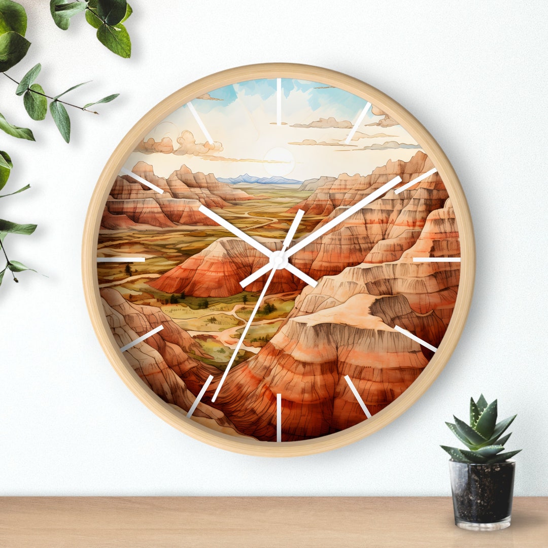 Badlands National Park Clock. Wooden Wall Clock, Silent Wall Clock ...