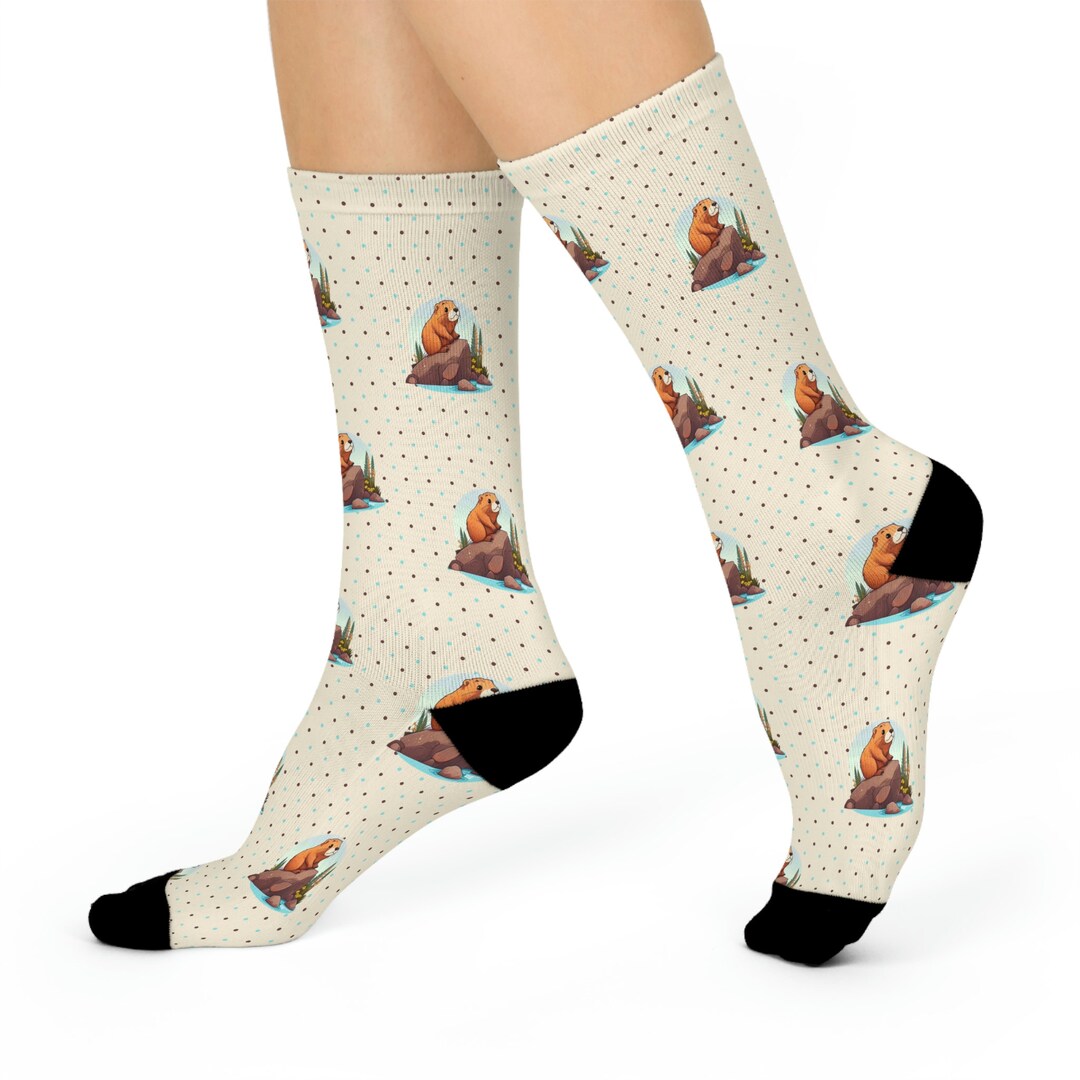 Marvin the Marmot | Cute Wildlife Socks | Cushioned Crew Socks | Hiking ...