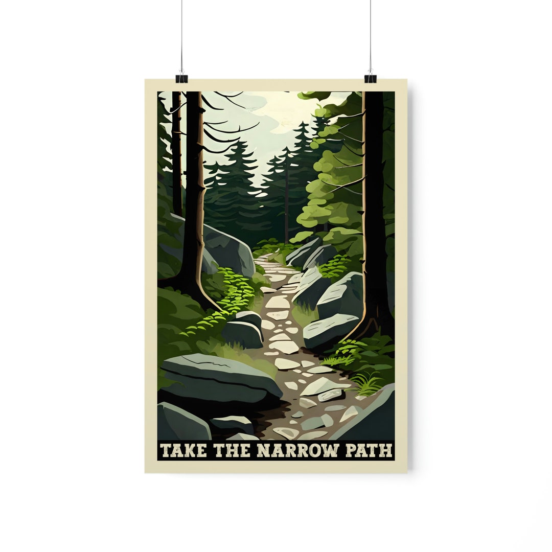 Narrow Path Inspirational Hiking Poster | UNFRAMED WPA Style Art Poster ...
