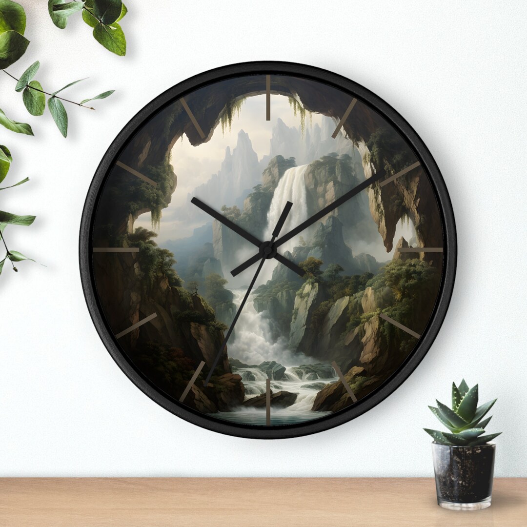 Secret Waterfall Clock | Wooden Wall Clock | Silent Wall Clock | Clock ...