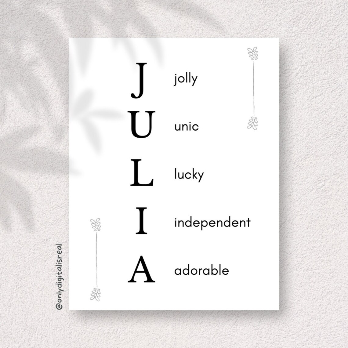 Julia Name Print | Personalised Name Printable | Printable Wall Art ...