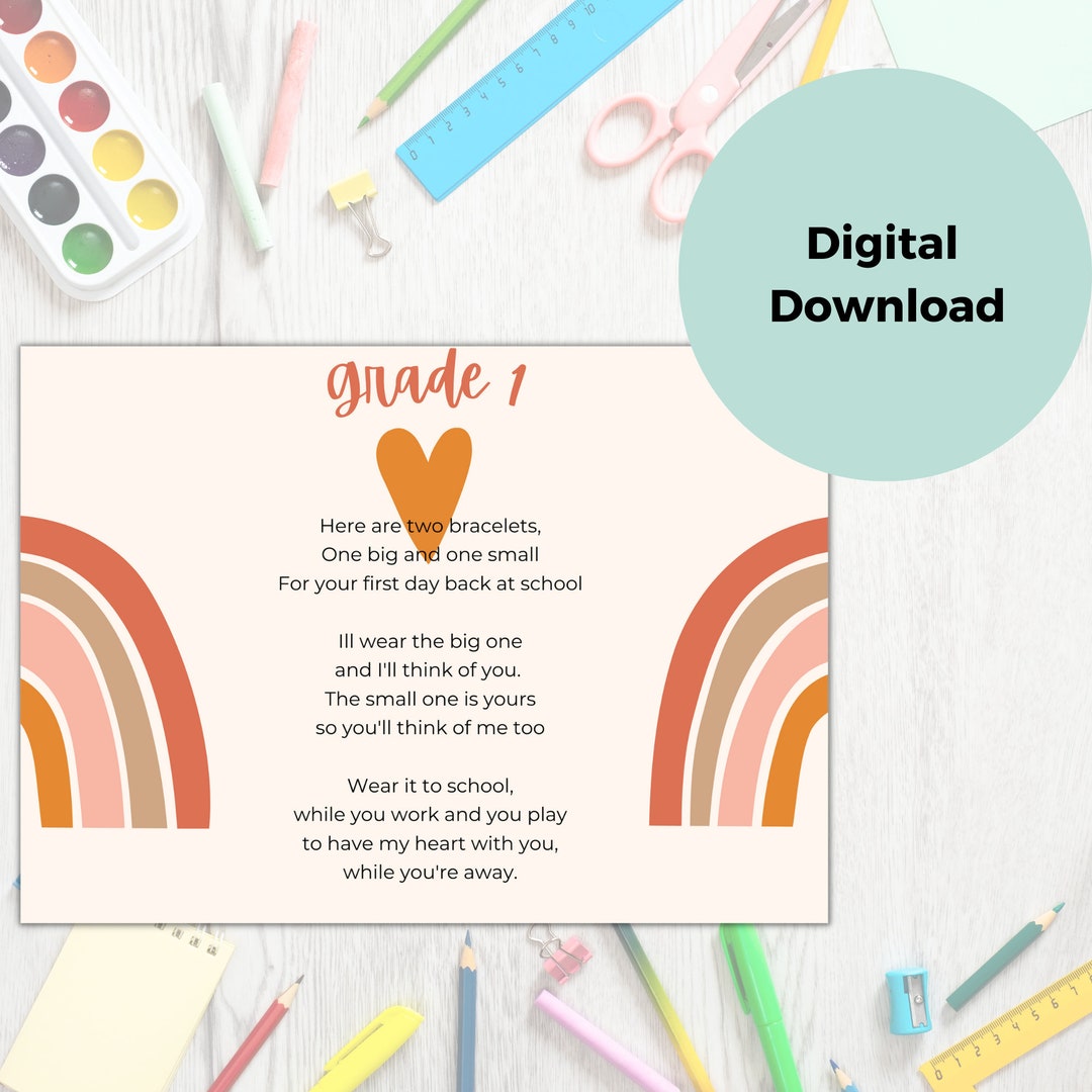 First Day of Grade 1 First Day of School Love Note School Anxiety ...