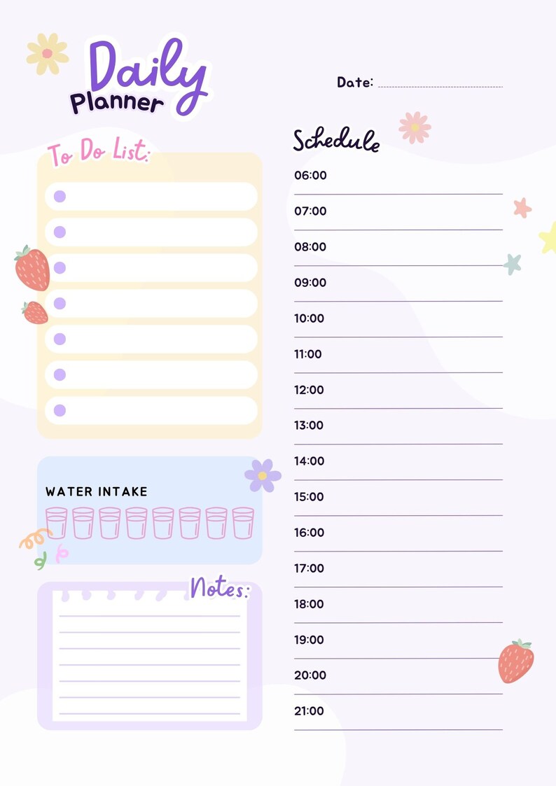 Cute Printable Student Daily Planner for Gratitude | Digital Organizer ...