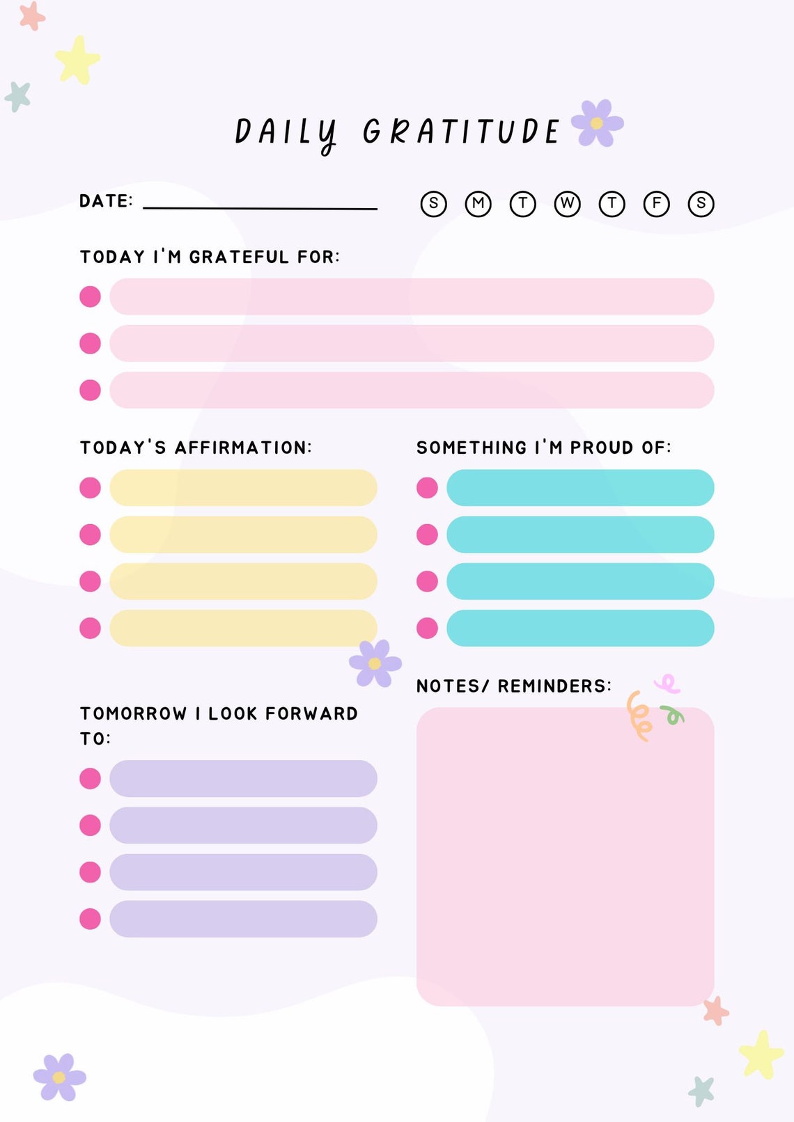 Cute Printable Student Daily Planner for Gratitude | Digital Organizer ...