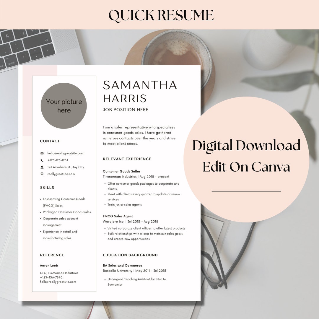 Simple Resume, One Page Resume, Quick Resume, Resume Template, Resume ...