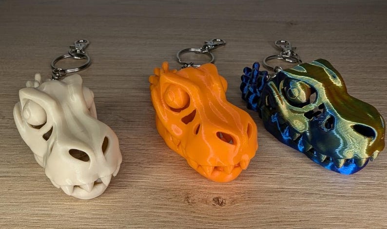Flexi Factory T-rex Skull Key Chain - Etsy