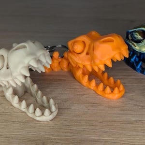 Flexi Factory T-rex Skull Key Chain - Etsy