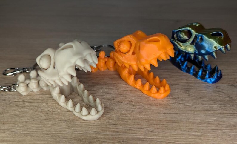 Flexi Factory T-rex Skull Key Chain - Etsy
